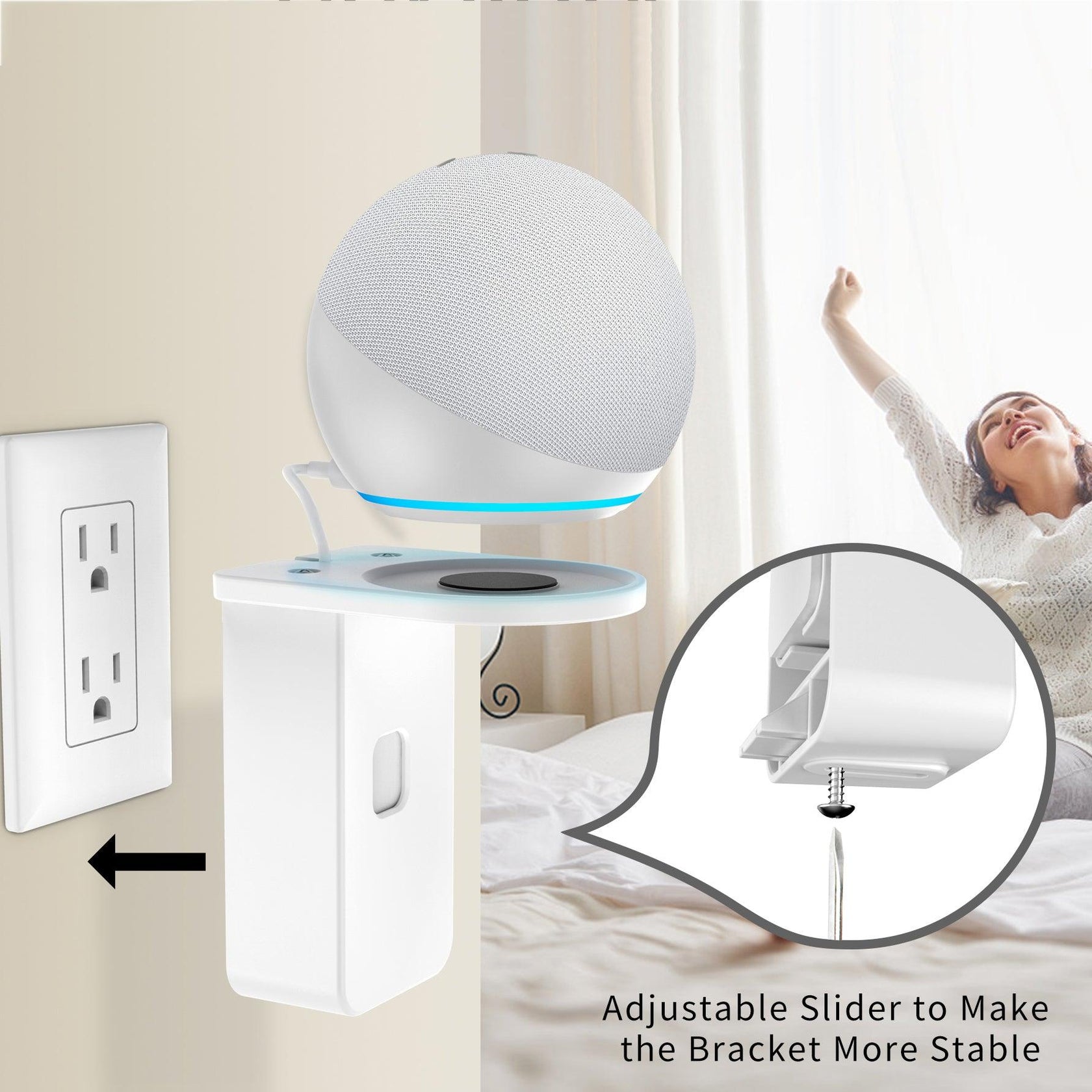 Made for Amazon Alexa Echo Pop Outlet Wall Mount Echo Dot 5th Gen Generation Wall Stand - PlusAcc